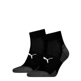 Puma Herren Kurzsocken "Puma UNISEX SPORT CUSHIONED QUARTER 2P", Gr. 39, schwarz, Materialmix, Socken, Rippenb&uuml;ndchen, optimierte D&auml;mpfung f&uuml;r