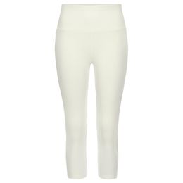 Lascana Damen Caprileggings, Gr. 36, wei&szlig;, Single Jersey, Obermaterial: 95% Baumwolle, 5% Elasthan, unifarben, Basic, Hosen, mit breitem weichem
