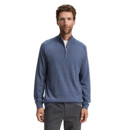 Tom Tailor Herren Troyer, blau, Gr. S, unifarben, Strick, Obermaterial: 100% Baumwolle, Pullover, mit Logo Stickerei