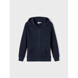 name it Jungen Kapuzensweatjacke "NKMNESWEAT &ndash; Sweatjacke mit K&auml;ngurutasche", blau, Gr. 98, unifarben, Sweatware, Obermaterial: 80% Baumwolle, 20%