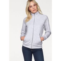Damen Sweatjacke "Lady-Fit Premium Sweat Jacket", grau, Basic, Gr. S, Fruit of the Loom, meliert, angeraute Sweatware, Obermaterial: 70% Baumwolle,