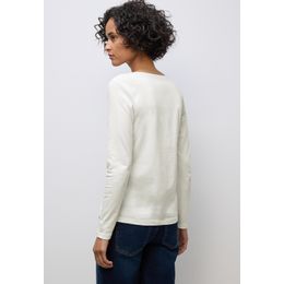 Street One Damen Langarmshirt, wei&szlig;, Gr. 46, unifarben, Web, 100% Baumwolle, Shirts, Basic