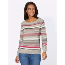 Casual Looks Damen Strickpullover "Pullover", grau, Gr. 36, gemustert, mehrfarbig, 100% Baumwolle, Pullover