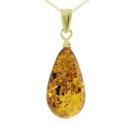OSTSEE-SCHMUCK Damen Kette mit Anh&auml;nger "OSTSEE-SCHMUCK Kette mit Anh&auml;nger Tropfen ca. 17 mm lang", 45cm, Silber 925 (Sterlingsilber), L: 42, gold,