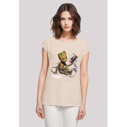 T-Shirt F4NT4STIC "Marvel Guardians Of The Galaxy Vol2 Groot Tape", Damen, Gr. 4XL, sandwei&szlig;, Obermaterial: 100% Baumwolle, regular fit, Rundhals, ohne B&uuml;ndchen, Shirts T-Shirt, Premium Qualit&auml;t