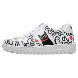 DOGO Damen Sneaker "Dice Low-Top Sneaker Cat And Mouse Damen Sneaker", Gr. 38, wei&szlig;, Lederimitat, Schuhe, Handgefertigt