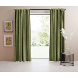 Vorhang, B:140cm H:145cm, gr&uuml;n, LeGer Home by Lena Gercke, Polyester, Polyester, Wohnzimmer, Gardinen, "Samt Ladina", blickdicht, gewebt,