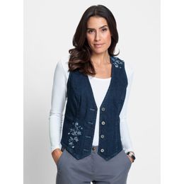 Inspirationen Damen Jeansweste, blau, Gr. 38, unifarben, 99% Baumwolle, 1% Elasthan, Westen