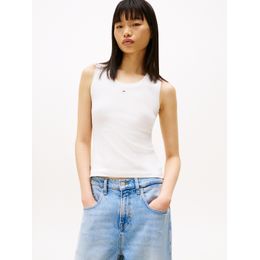 Tommy Jeans Damen Tanktop "TJW ESSENTIAL RIB TANK EXT", beige, Gr. XXL, gestreift, Single Jersey, Obermaterial: 95% Baumwolle, 5% Elasthan, Tops, mit