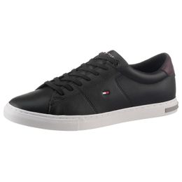 Tommy Hilfiger Herren Sneaker "ESSENTIAL LEATHER DETAIL VUL", Gr. 39, schwarz, Leder, Schuhe, Freizeitschuh, Halbschuh, Schnürschuh mit gepolstertem