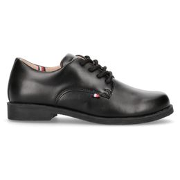 Tommy Hilfiger Kinder Schn&uuml;rschuh, Gr. 30, schwarz, Lederimitat, Schuhe, Konfirmationsschuh, Kommunionsschuh, Anzugschuh mit Lederfutter