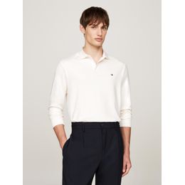 Tommy Hilfiger Herren Langarm-Poloshirt "L/S LIQUID COTTON REG POLO mit Jersey und Markenlabel", wei&szlig;, Gr. XXL, Jersey, Obermaterial: 100% Baumwolle,