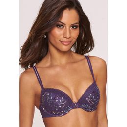 Lascana Damen Push-up-BH "Mirabel", Gr. 80, bunt, Spitze, Obermaterial: 83% Polyamid, 9% Polyester, 8% Elasthan, BHs, mit zarter, blumiger