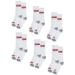 LEVI'S KIDS Damen Socken "LHN BOX TAB HIGH CUT 6PK", wei&szlig;, Gr. 5, Materialmix, Socken, UNISEX