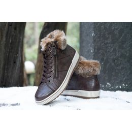 Remonte Damen Winterboots, Gr. 42, braun, Leder, Textil, Schuhe, Plateau, Outdoorschuh Schn&uuml;rboots mit wasserabweisender TEX-Membran