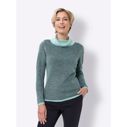 Classic Basics Damen Strickpullover "Rollkragen-Pullover", blau, Gr. 52, gemustert, mehrfarbig, 100% Polyacryl, Pullover