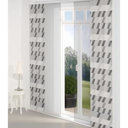 Schiebegardine WIRTH, B:60cm H:145cm, grau, Jacquard, Baumwolle, Polyester, Wohnzimmer, Gardinen, "Bray"