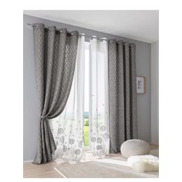 Gardine HEINE HOME, B:130cm H:145cm, grau, Polyester, Gardinen