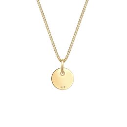 Elli Damen Kette mit Anh&auml;nger "Panzerkette mit Kreis Rund Pl&auml;ttchen 925 Silber", 55, ohne Stein, Silber 925 (Sterlingsilber), L: 45, gold, Silber 925