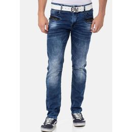 Cipo & Baxx CIPO & BAXX Herren Slim-fit-Jeans, blau, Gr. 38, Abriebeffekte, Denim/Jeans, Obermaterial: 99% Baumwolle, 1% Elasthan, Jeans