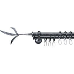 Gardinenstange Liedeco, L:120cm &Oslash;:16mm, silber, Metall, Gardinenstangen, "Esp Zweig", 2-l&auml;ufig im Fixma&szlig; &Oslash; 16 mm
