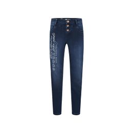 SOCCX Damen Slim-fit-Jeansblau, Gr. 26, bedruckt, Sweatware, Material: 68% Baumwolle, 16% Polyester, 14% Lyocell, 2% Elasthan, Zusatz: Enth&auml;lt