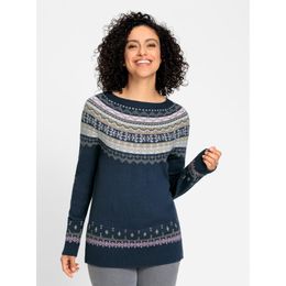 Damen Jacquardpullover "Jacquard-Pullover", bunt, Gr. 44, gemustert, mehrfarbig, 61% Polyacryl, 25% Baumwolle, 14% Polyamid, Pullover