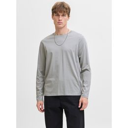 Jack & Jones JACK & JONES Herren Rundhalsshirt "JJEORGANIC BASIC TEE LS O-NECK NOOS", grau, Gr. S, unifarben, Jersey, Obermaterial: 100% Baumwolle, Shirts