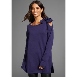 Laura Scott Damen Longpullover, lila, Gr. 38, unifarben, Feinstrick, Obermaterial: 70% Viskose, 30% Polyamid, Pullover, mit Schleifendetail in