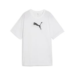 Puma Damen T-Shirt "Evostripe Relaxed Graphic T-Shirt Damen", wei&szlig;, Gr. XS, clean, Obermaterial: 65% Polyester, 35% Viskose; Rippe: 30% Polyester,