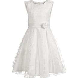 happy girls M&auml;dchen Taufkleid, beige, festlich, Gr. 128, gebl&uuml;mt, gemustert, unifarben, Web, Obermaterial: 100% Polyester, Kleider, mit hochwertiger
