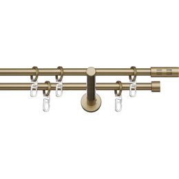 Gardinenstange Indeko, L:120cm &Oslash;:12mm, gold, Stahl, Gardinenstangen, "Teneriffa", Komplett-Set inkl. Ringen und Montagematerial