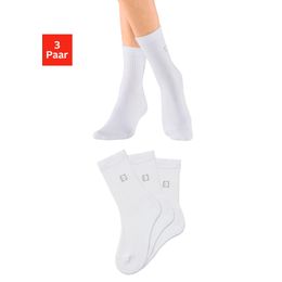 ELBSAND Damen Socken, Gr. 35, wei&szlig;, Baumwolle, Elasthan, Polyamid, unifarben, Socken, mit Frottee und eingestricktem Markenlogo