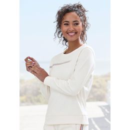 H.I.S. H.I.S Damen Sweatshirt, Gr. 40, beige, Interlock, Obermaterial: 60% Baumwolle, 40% Polyester, bedruckt, unifarben, Basic, Sweatshirts, Basic mit
