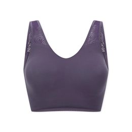 Schiesser Damen Bustier "Invisible Soft Lace", Gr. 44824, indigo, Single Jersey, Obermaterial: 75% Polyamid, 25% Elasthan, BHs, herausnehmbare Pads,