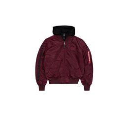 Herren Bomberjacke "MA-1 D-Tec Sleeve Embroidery", rot, Gr. L, Alpha Industries, Obermaterial: 100% Nylon, Futter: 100% Nylon, Kapuze: 75% Baumwolle,