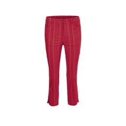 GOLDNER Damen Caprihose "Verk&uuml;rzte Strukturhose in elastischer Ware", rot, Gr. 46, Obermaterial: 45% Elastomultiester ELE. 44% Baumwolle CO. 7%
