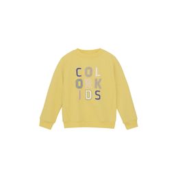 Color Kids M&auml;dchen Sweater "Sweater COSweat W. JR. Logo Print", gelb, Gr. 140, Obermaterial: 95% Baumwolle CO. 5% Elasthan EL., Sweatshirts
