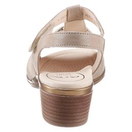 Ara Damen Sandalette "LUGANO", Gr. 6, beige, Veloursleder, metallic, Schuhe, Sommerschuh, Sandale, Blockabsatz, mit Gummizug und Klettverschluss