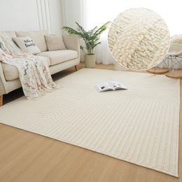 Teppich my home, B:80cm H:10mm L:150cm, beige, Kunstfaser, Wohnzimmer, Teppiche, "Jola Hoch-Tief-Design, Scandi-Look, Zen", Boho, Modern, 3D,
