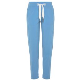 ELBSAND Damen Sweathose "Brinja", blau, Gr. S, unifarben, Sweatware, Obermaterial: 95% Baumwolle, 5% Elasthan, Hosen, mit Taschen und breiten