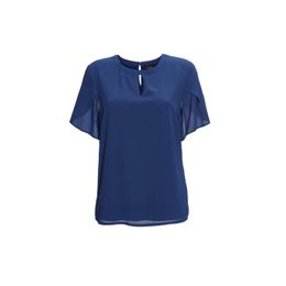 GOLDNER Damen Kurzarmbluse "Bluse mit aufregender &Auml;rmell&ouml;sung", blau, Gr. 42, Obermaterial: 100% Polyester PES., Blusen