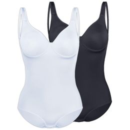 Sassa Mode SASSA Damen Body "2er Pack Body mit B&uuml;gel Basic Control", Gr. 85, schwarz-wei&szlig;, Obermaterial: 83% Polyamid PA. 17% Elasthan EL., Bodys