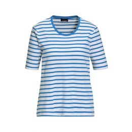GOLDNER Damen Kurzarmshirt "Ringelshirt mit Halbarm", wei&szlig;, Gr. 52, Obermaterial: 95% Baumwolle CO. 5% Elasthan EL., Shirts