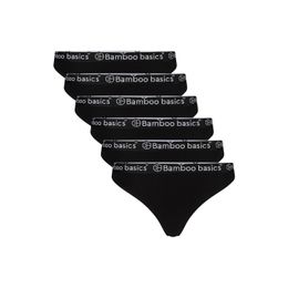 Bamboo basics Damen String "String EMMA 6er Pack", Gr. L, schwarz, Obermaterial: 68% Viskose CV. 28% Baumwolle CO. 4% Elasthan EL., Unterhosen