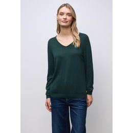 Street One Damen V-Ausschnitt-Pulloverdeep teal gr&uuml;n, Gr. 36, unifarben, Stoff, 60% Viskose, 40% Baumwolle, Pullover, Feinstrick