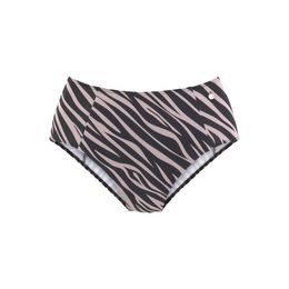 Lascana Damen Highwaist-Bikini-Hose "Kaa", schwarz, Gr. 34, Animalprint, Recycling-Polyamid, Badehosen, im Animal-Design