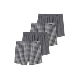 Schiesser Herren Webboxer "Web-Boxershorts 4er Pack", Gr. S, grau, Obermaterial: 100% Baumwolle CO., Unterhosen