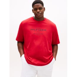 Tommy Hilfiger Big & Tall Herren T-Shirt "HILFIGER STACK GRAPHIC TEE", rot, Gr. XXXL, TOMMY HILFIGER BIG & TALL, unifarben, Single Jersey, Obermaterial: 100% Baumwolle,
