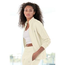 active by Lascana LASCANA ACTIVE Damen Sweatjacke, beige, Gr. XS, Interlock, Obermaterial: 60% Baumwolle, 40% Polyester, Sweatjacken, mit kontrastierendem Einsatz